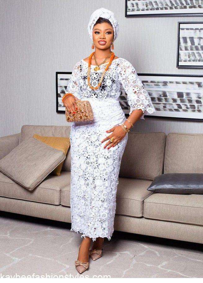 Latest White Lace Styles for Burial in 2022 and 2023 - Kaybee Fashion ...