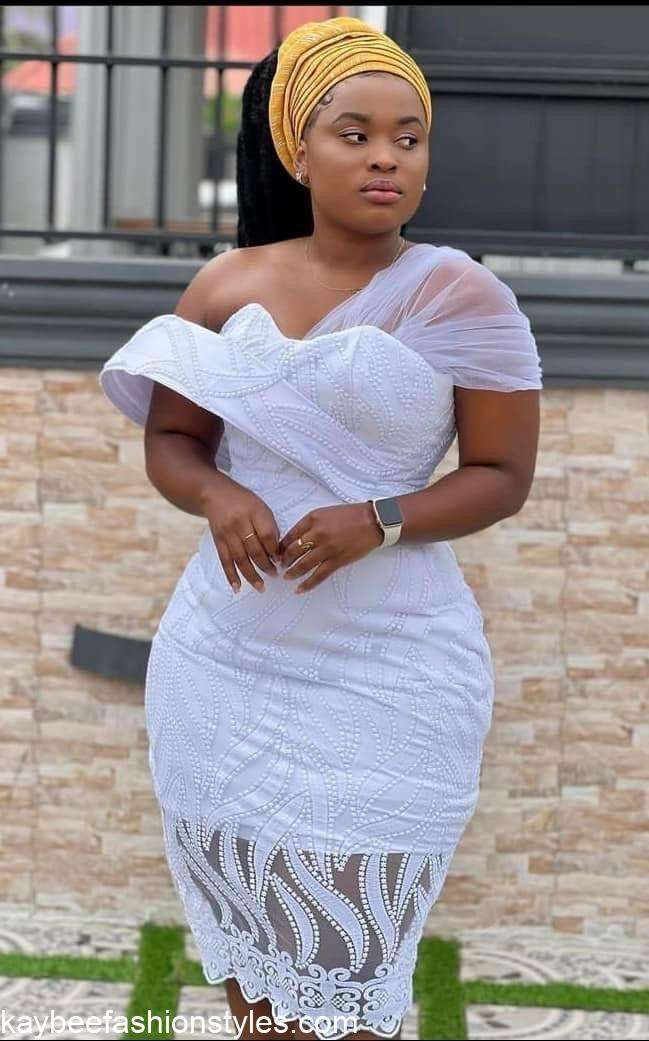 Latest White Lace Styles for Burial in 2023 and 2024 - Kaybee Fashion ...