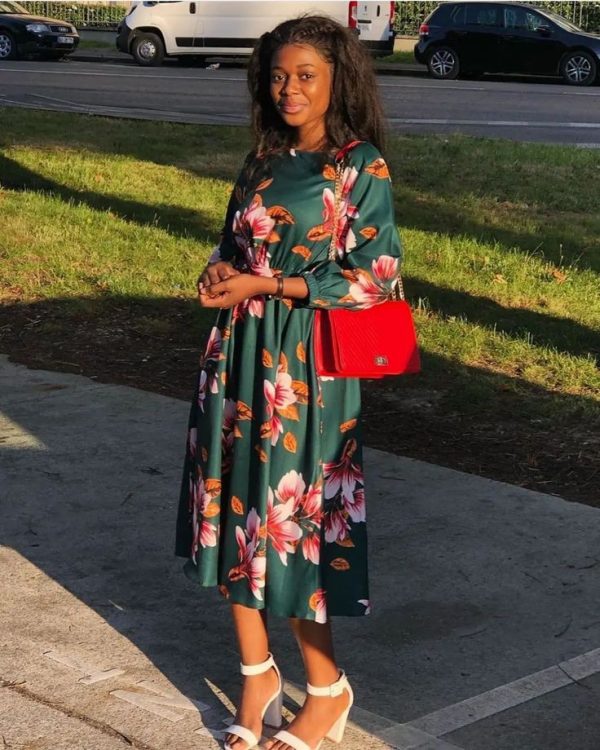 30 Best Flower Chiffon Gown Styles in Nigeria - Kaybee Fashion Styles