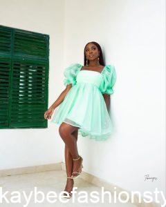 Latest Short Gown Styles for Materials in 2024 - Kaybee Fashion Styles