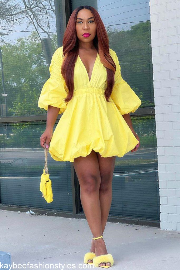 Latest Short Gown Styles for Materials in 2023 - Kaybee Fashion Styles