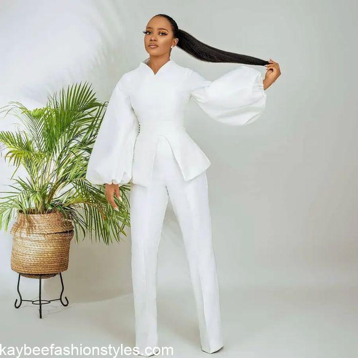 Best Plain White Material Styles for Ladies in 2023 - Kaybee Fashion Styles