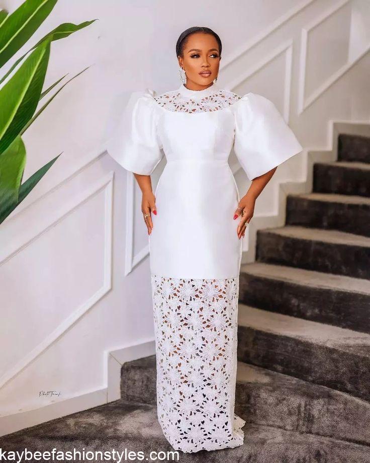 Best Plain White Material Styles for Ladies in 2023 - Kaybee Fashion Styles