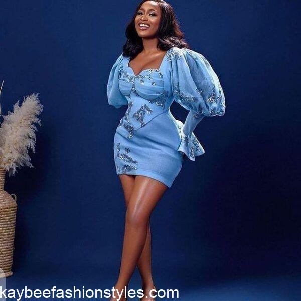 Latest Short Gown Styles for Materials in 2023 - Kaybee Fashion Styles